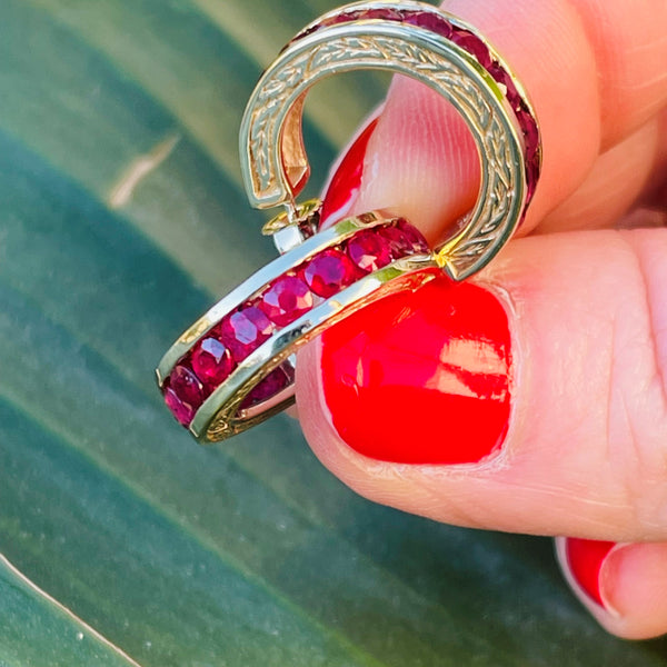 Ruby Rhapsody Gold Hoops – Baroque Rocks
