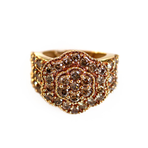 Champagne Diamond Camellia Cocktail Ring – Baroque Rocks